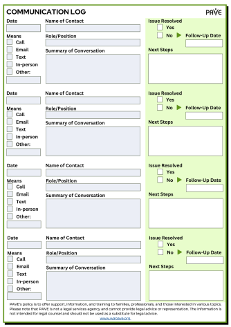Communication Log - PAVE